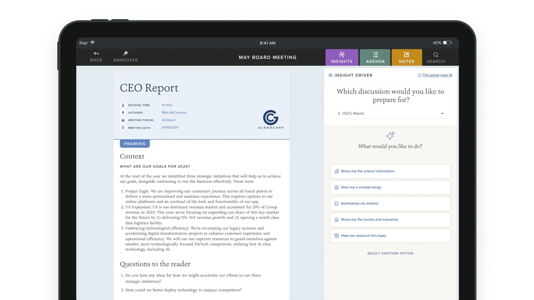 AI-Insights Driver for Board Meetings | Board Intelligence